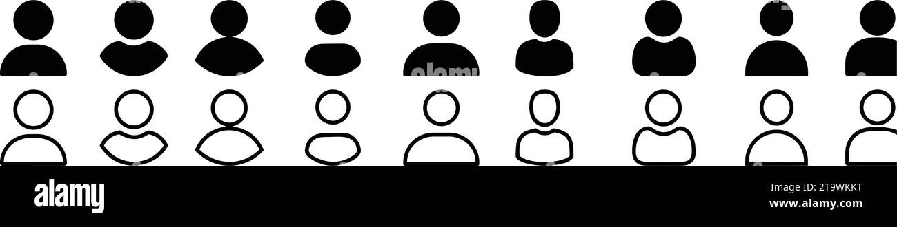 People line and flat icons set. Team of workers. User profile symbol ...