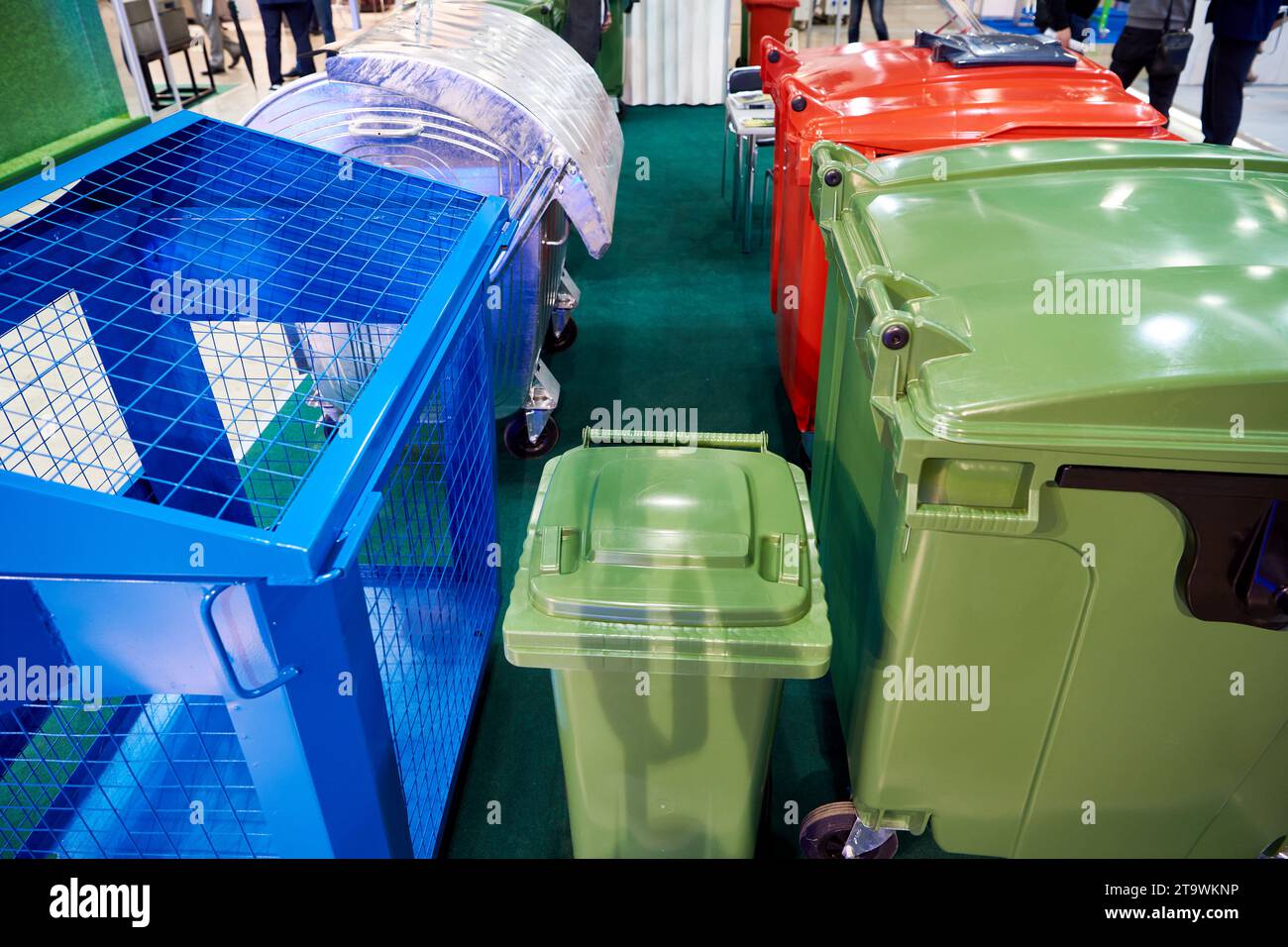 Waste cans at an industrial exhibition Stock Photo - Alamy