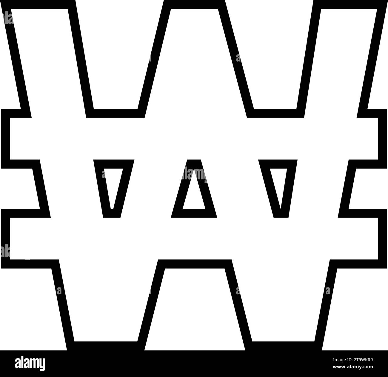 Won currency sign symbol. Korea Won money line icon vector. Currency ... Won currency sign symbol. Korea Won money line icon vector. Currency ...