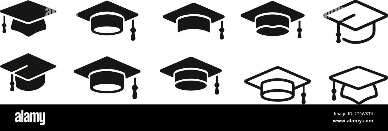 Set icons academic cap Stock Vector Images - Alamy