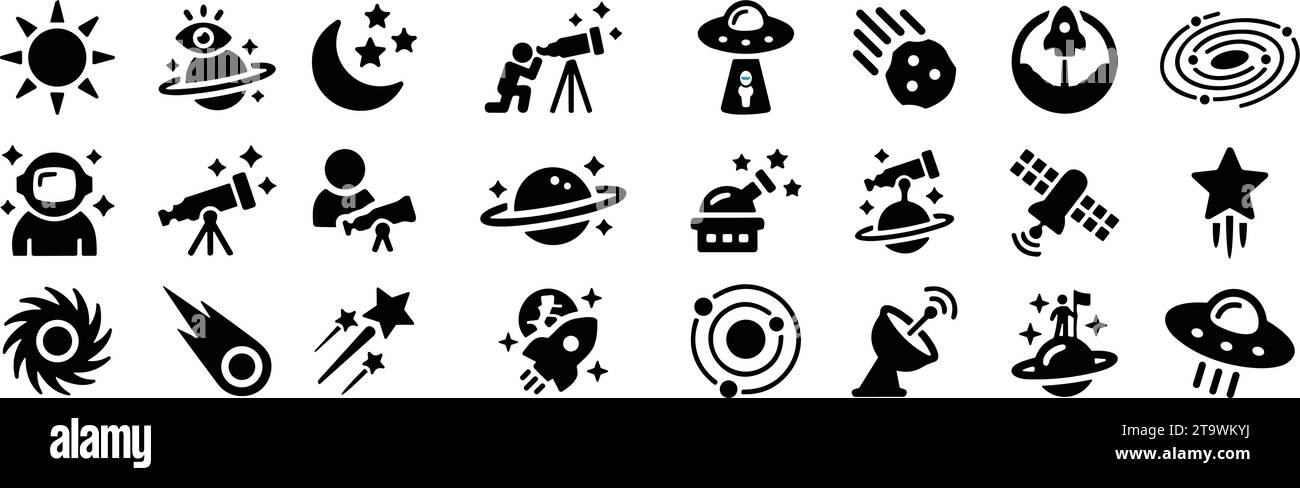 Astronomy Icons. Space Icons set. Telescope, astronaut, observatory ...