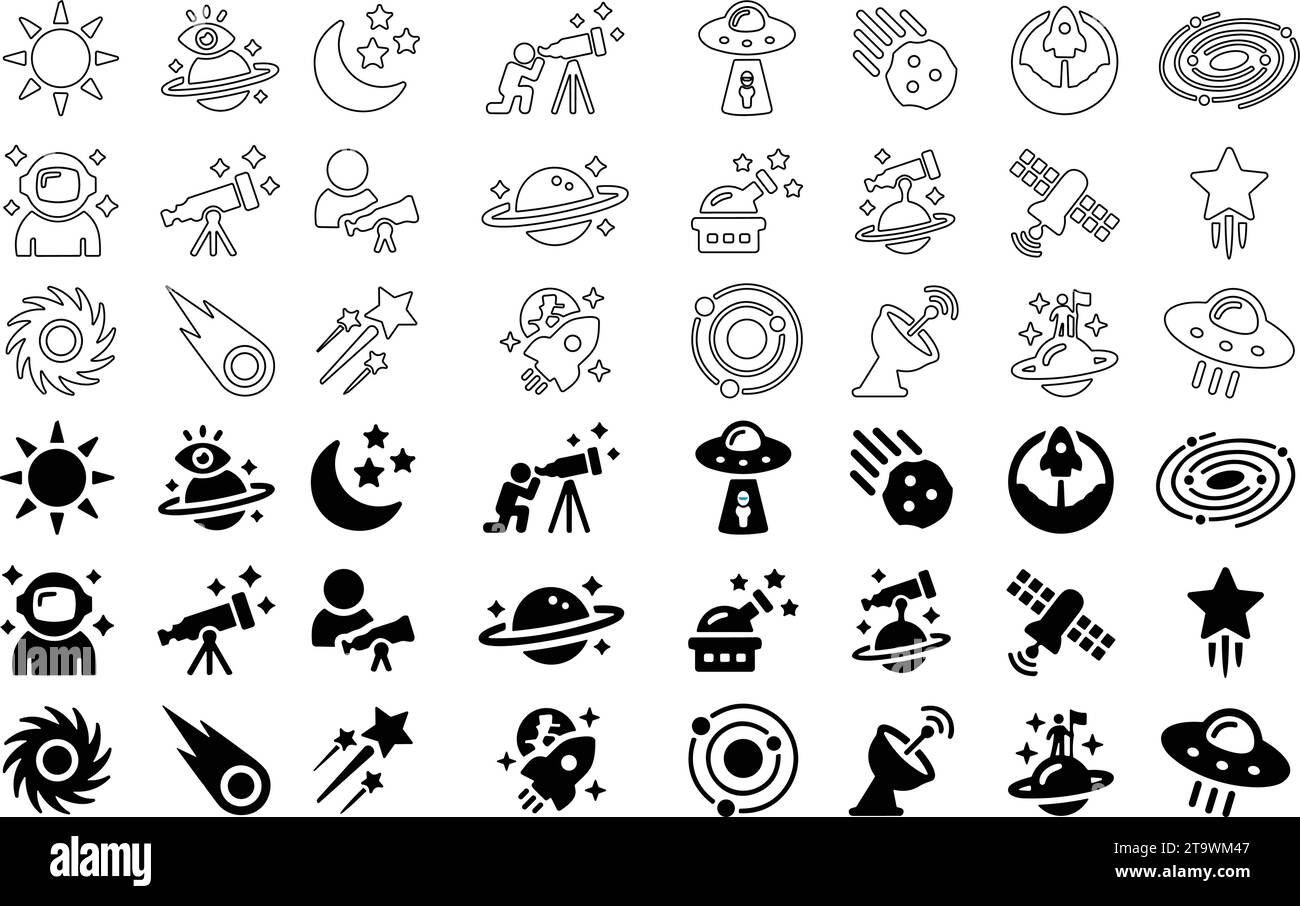 Astronomy Icons. Space Icons set. Telescope, astronaut, observatory ... Astronomy Icons. Space Icons set. Telescope, astronaut, observatory ...