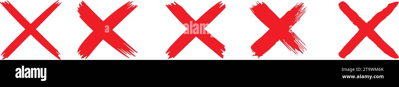 Red cross sign set. Wrong mark collection. Red cross X symbol. Red ...
