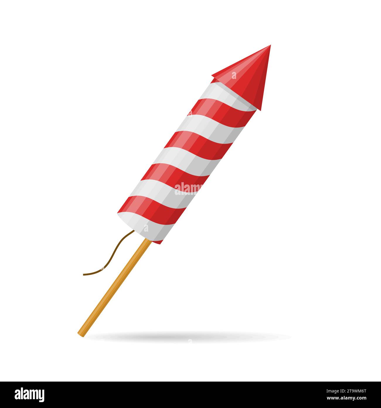 Red firework rocket isolated on white background. Firecracker ...