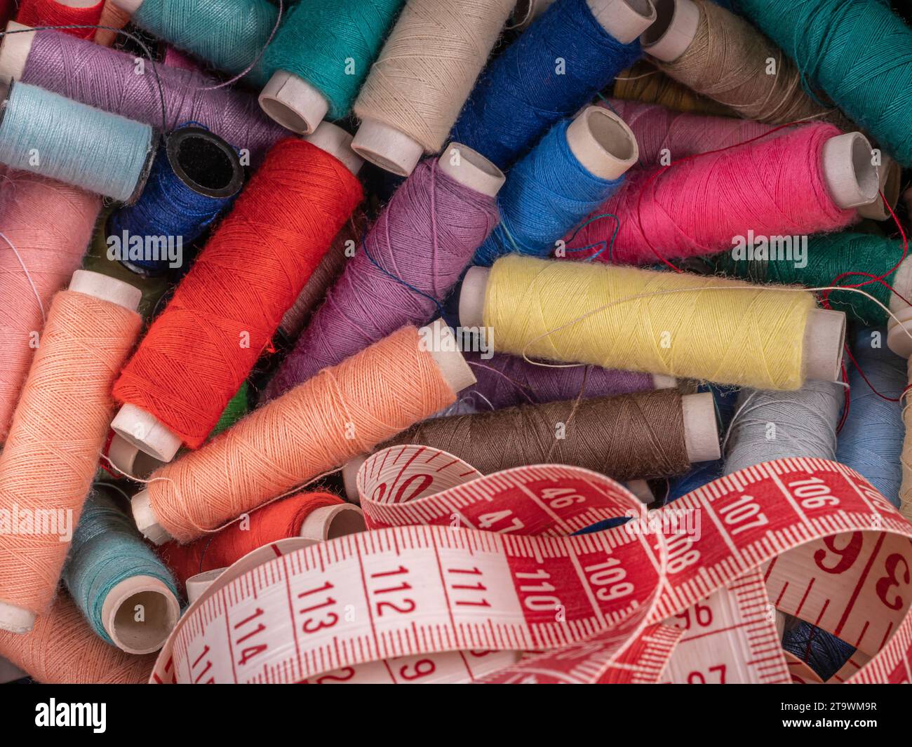 Blue spools thread measuring tape hi-res stock photography and images ...