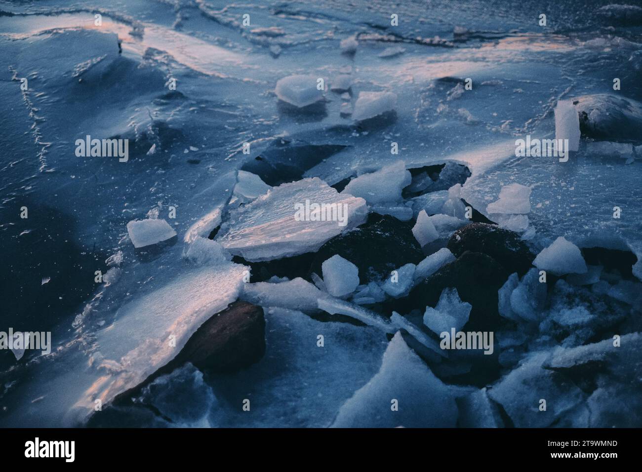 Broken blue ice abstract Stock Photo - Alamy