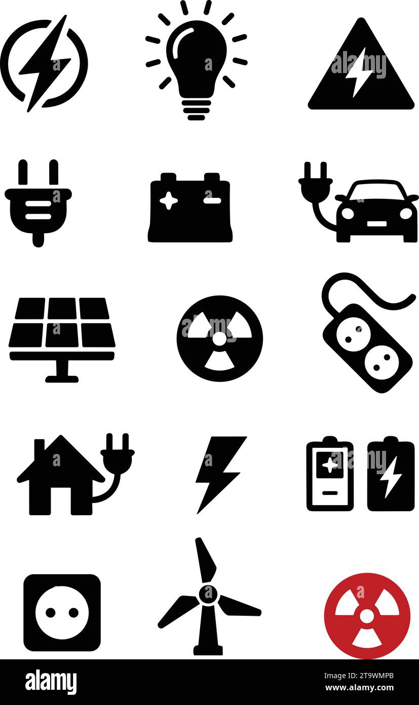 Collection of green energy icons. Icons for renewable energy, green ...