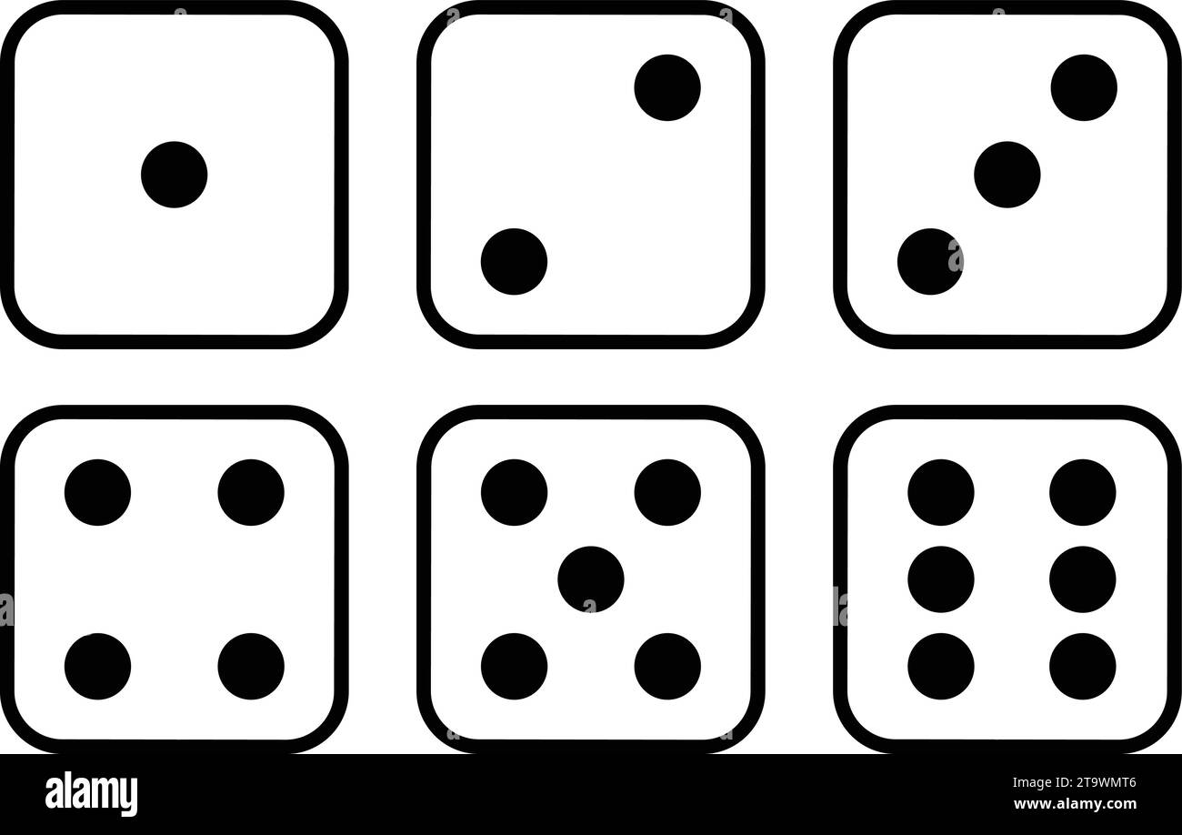 Game Dice Set Of Ludo Game Dice Collection Dice In A Line Design From One To Six Monochrome