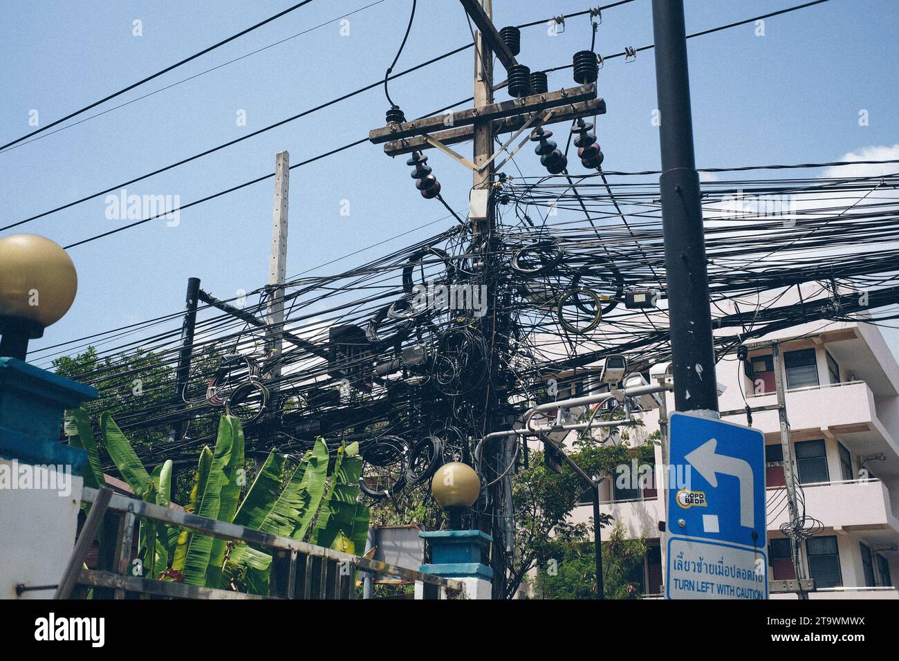 Electrical wires on intersection Stock Photo - Alamy