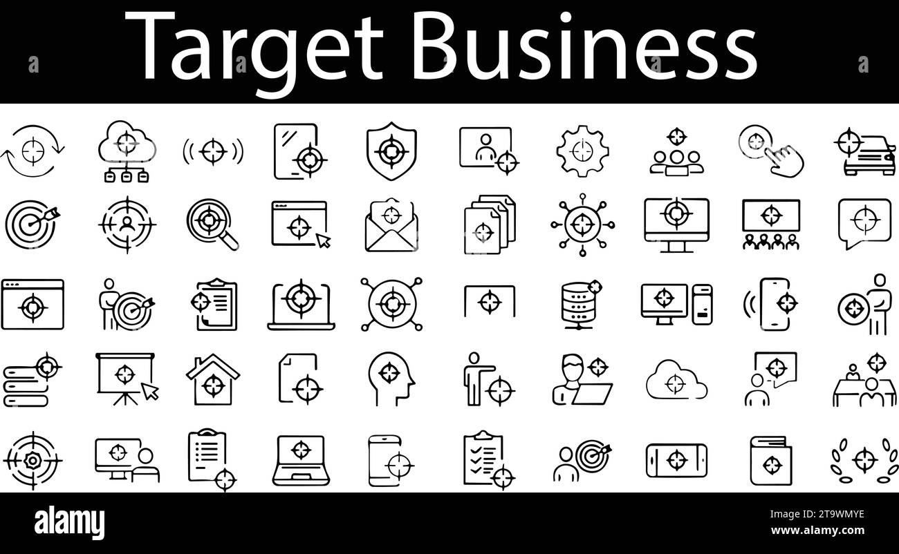 Target business or Digital marketing line icons set. Business, Team, support, Target audience ...