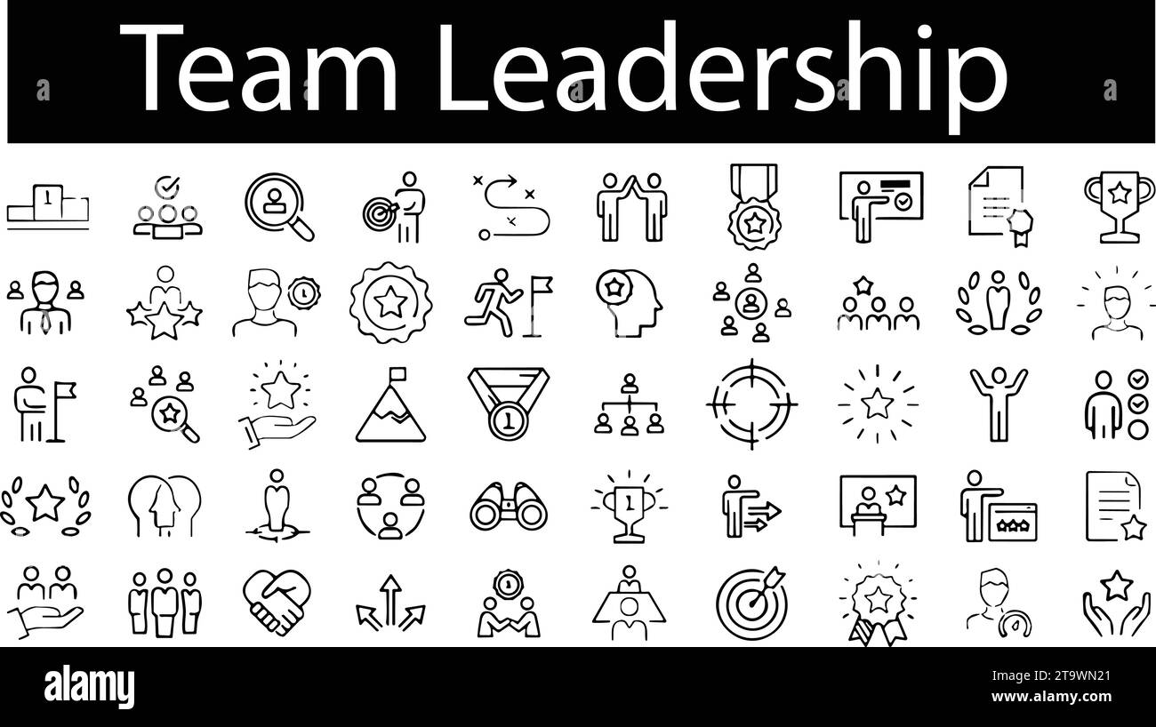Team work leadership line icons set. Business Management Outline Icon ... Team work leadership line icons set. Business Management Outline Icon ...