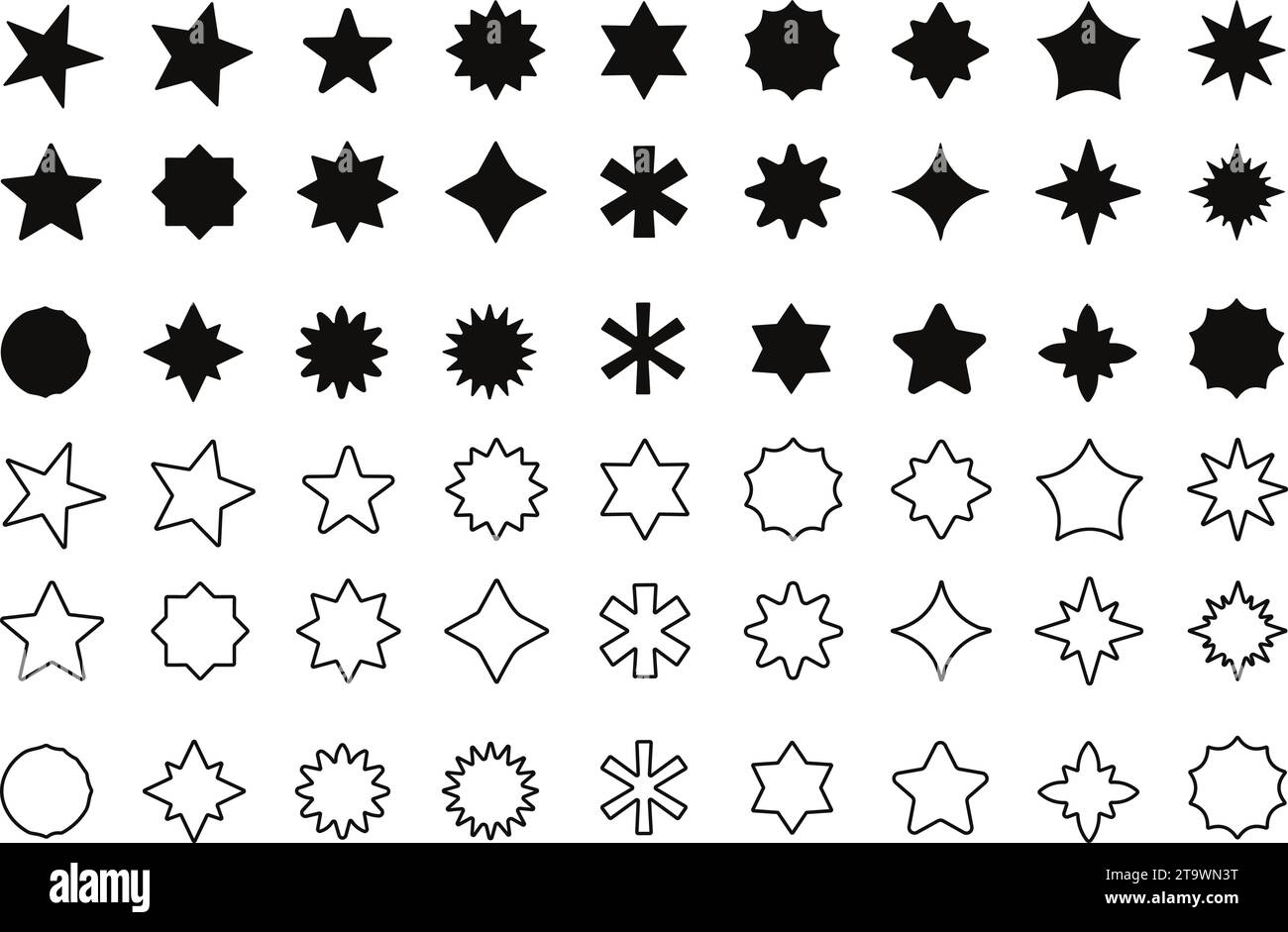 Stars collection. Star vector icons. Black set of Stars, isolated on transparent background ...