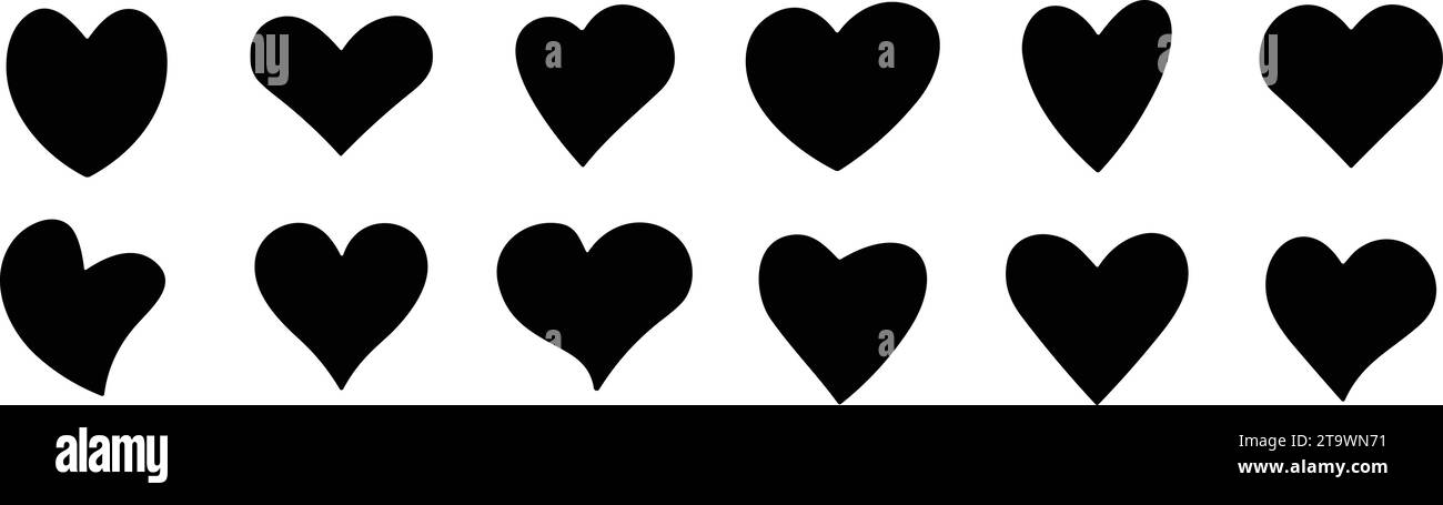 Collection of black heart symbol, Love hearts signs icon set, love ...