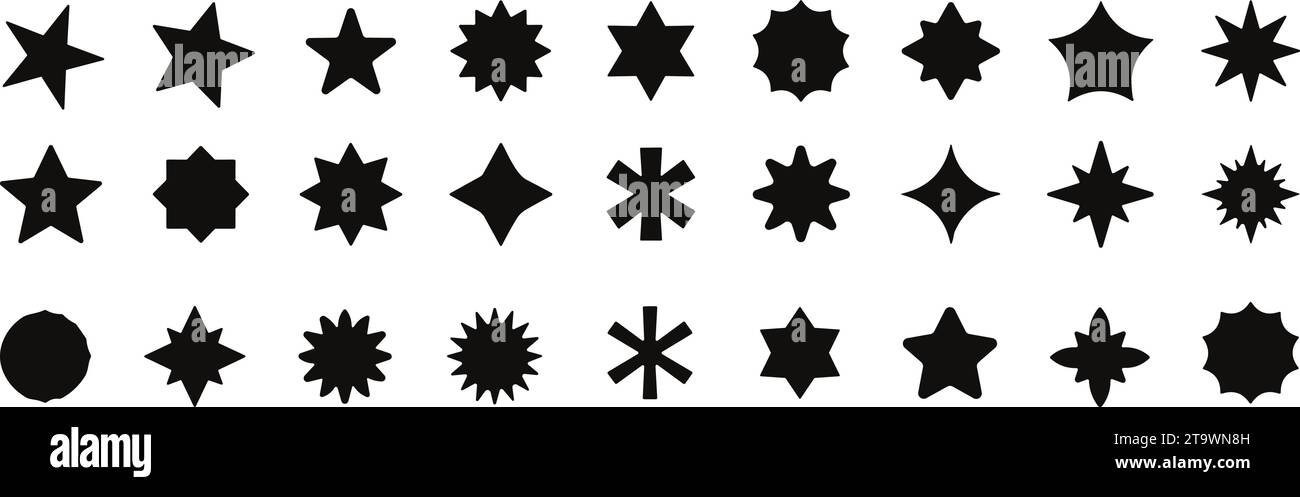 Stars collection. Star vector icons. Black set of Stars, isolated on ...
