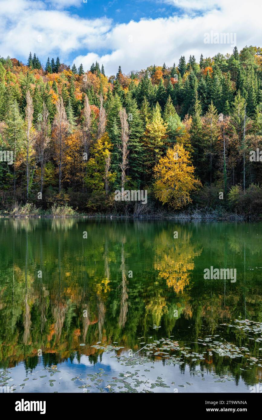 Scenic fall season sight at the Lagustelli (small lakes) of Percile ...