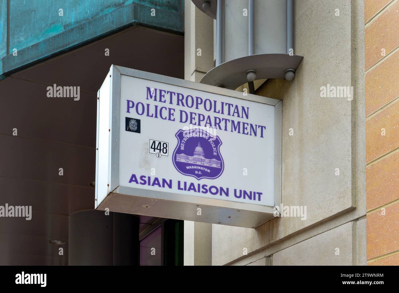 Signage outside the Metropolitan Police Department, Asian Liason Unit ...