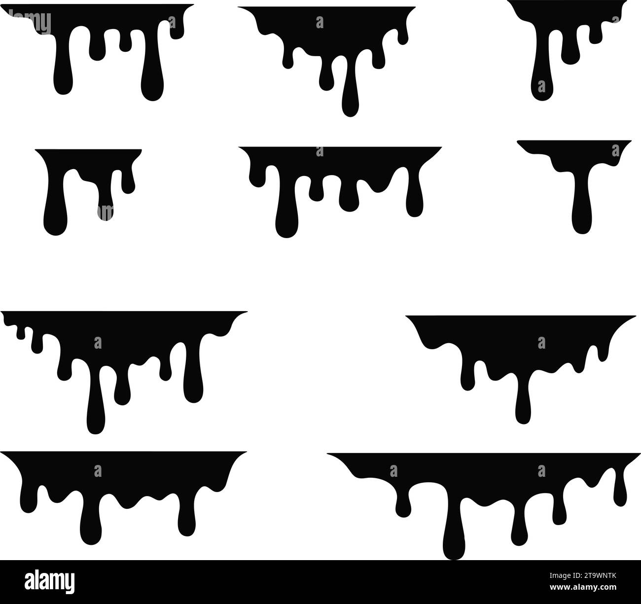 Paint dripping flat set. Dripping liquid. Paint flows. Current paint ...