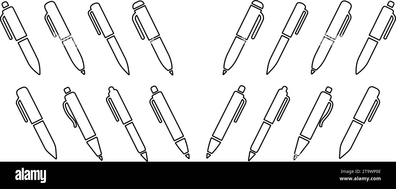 Writing pens icons line set. Collection of vector icons for writing and ...
