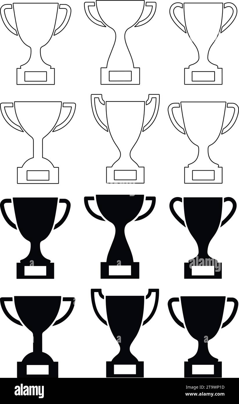 Trophy cup icon set. Champion trophy collection. Winner prize ...