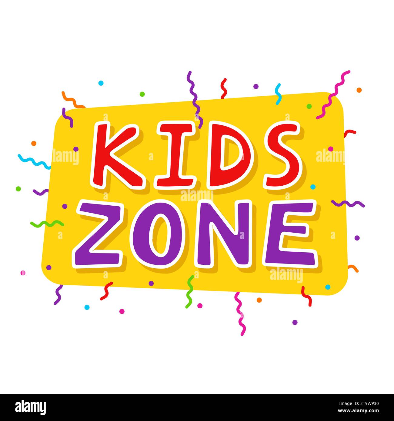 Cartoon colorful logo Kids Zone isolated on white background. Bright ...