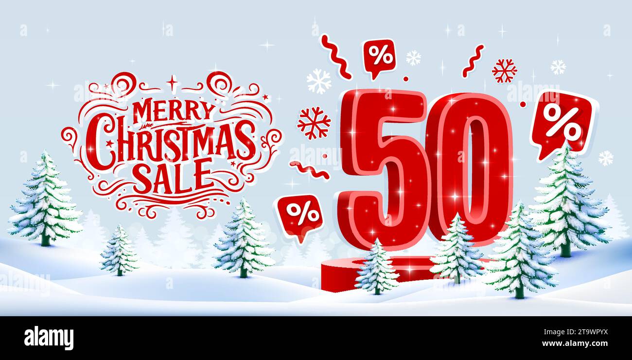 Merry Christmas, 50 percent Off discount. Sale banner and poster ...