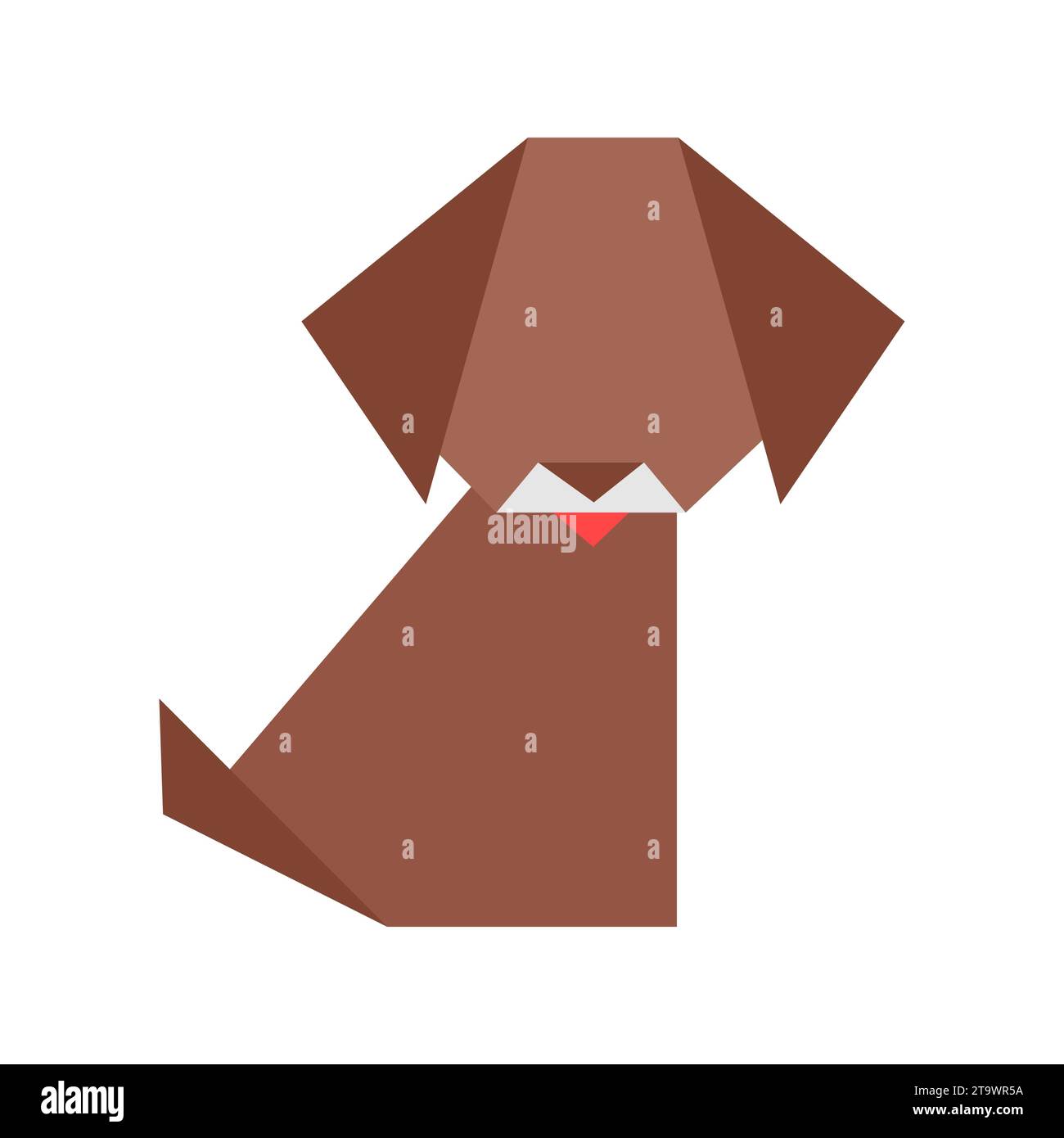 Origami paper Dog in a flat style isolated on white. Art of paper ...