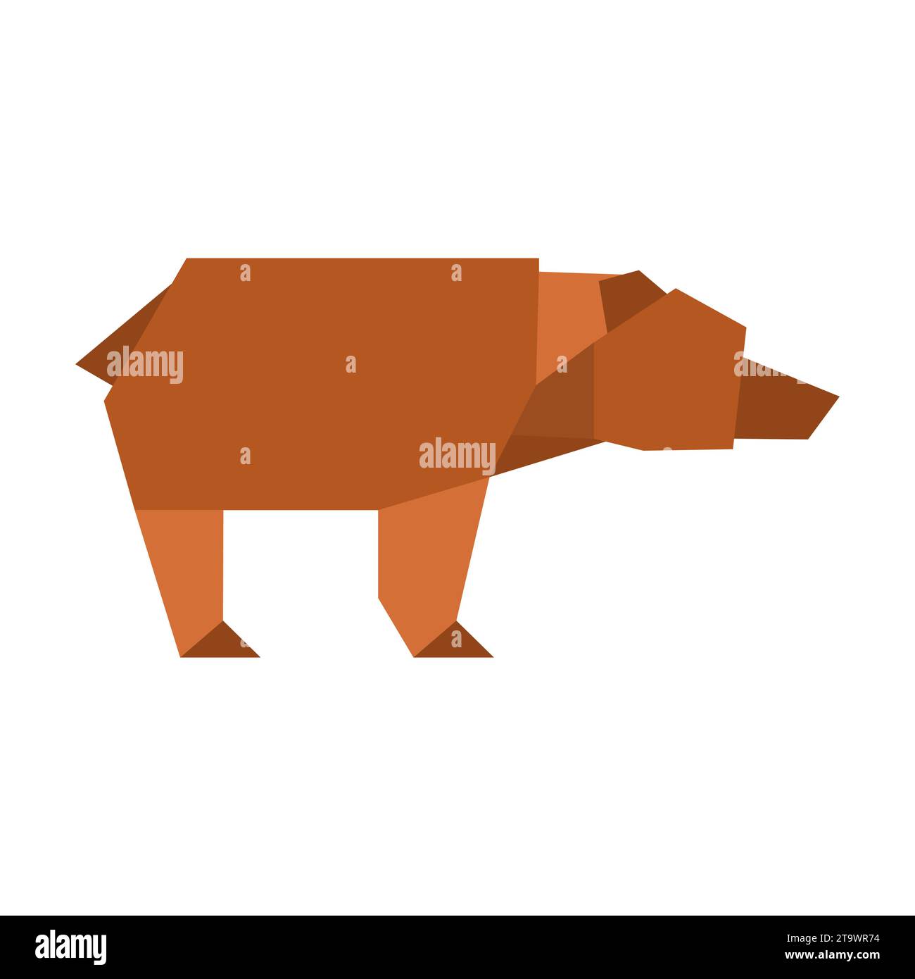 Origami paper Bear in a flat style isolated on white. Art of paper ...