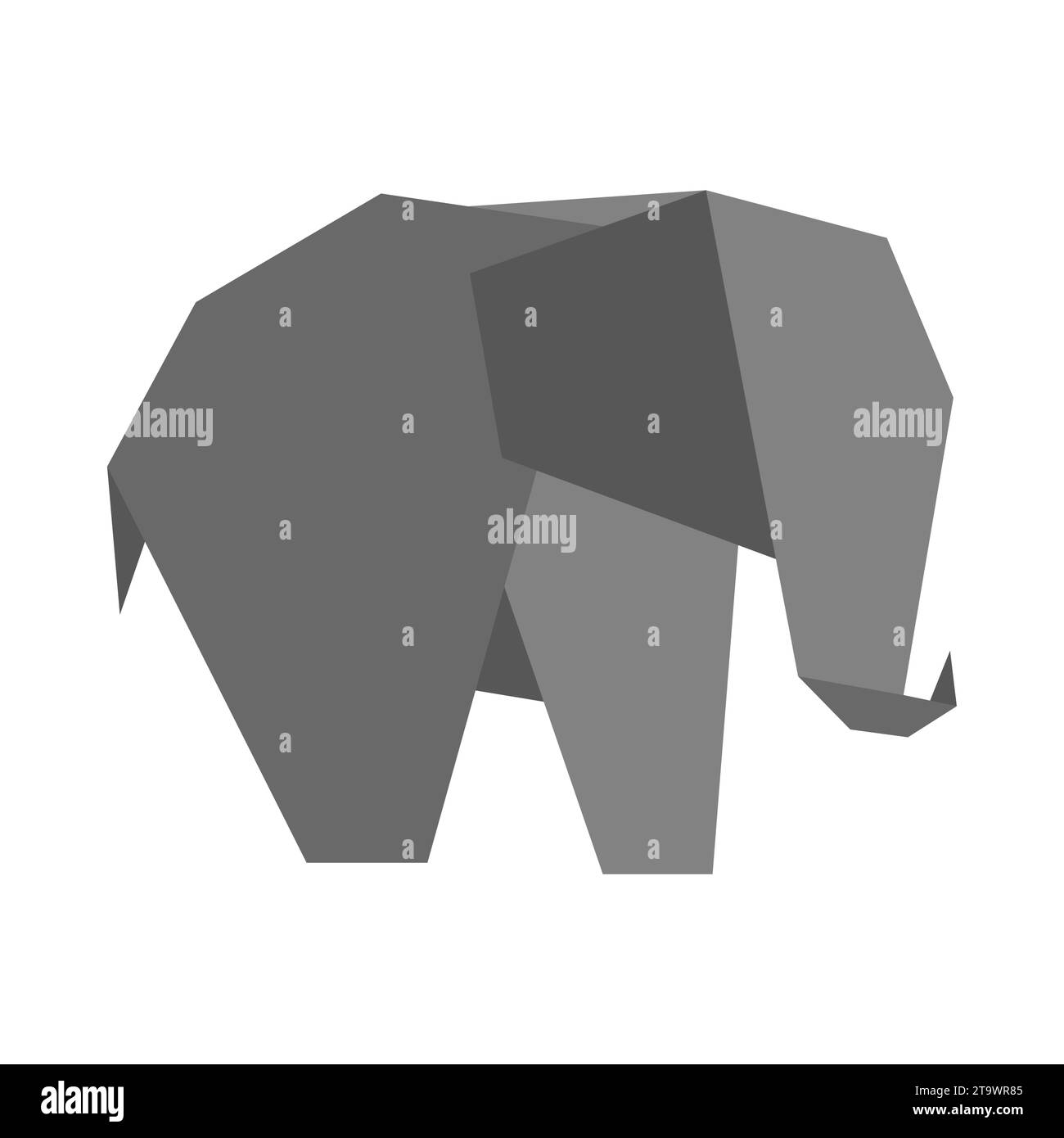 Origami paper Elephant in a flat style isolated on white. Art of paper ...