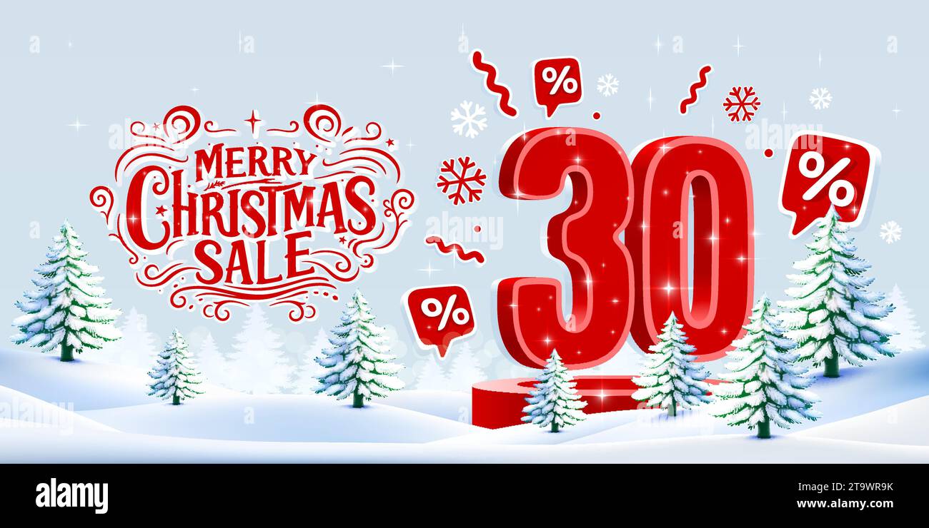 Merry Christmas, 30 percent Off discount. Sale banner and poster ...