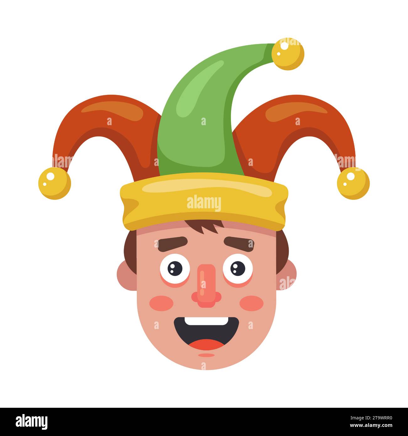 joyful cute jester in a hat. flat vector illustration Stock Vector ...