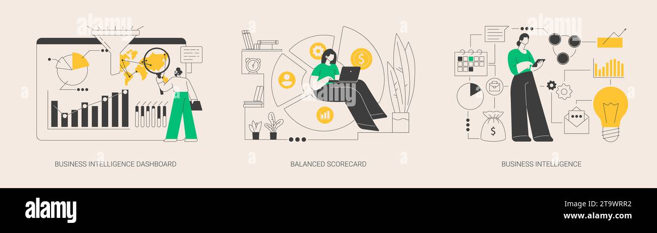 Performance Data Visualization Abstract Concept Vector Illustrations