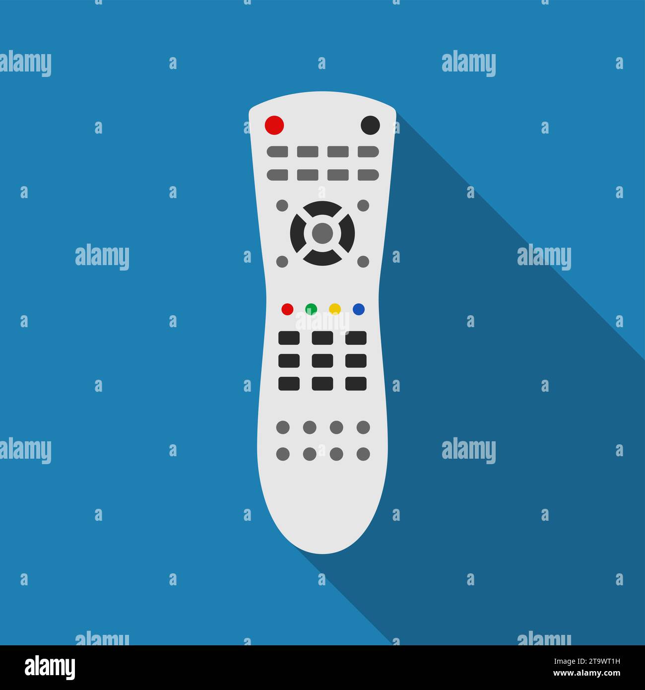 TV remote control device on blue background. Television technology ...