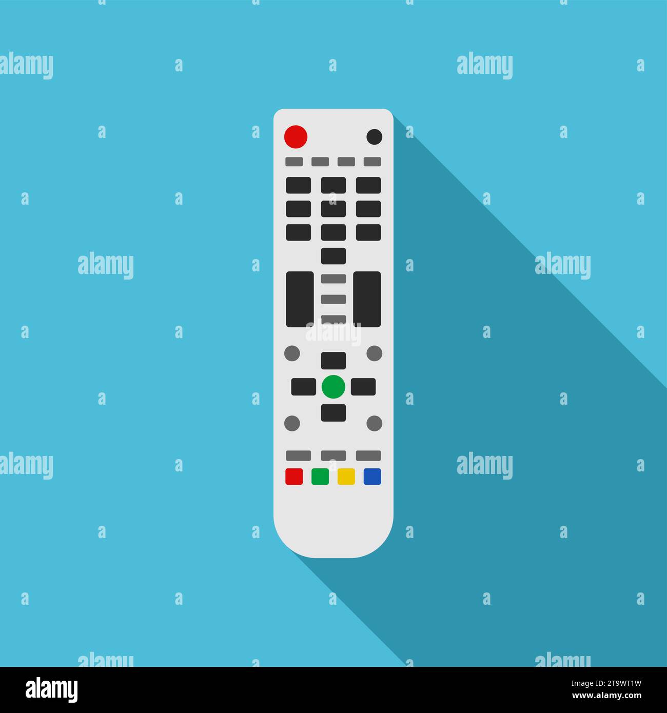 TV remote control device on blue background. Television technology ...