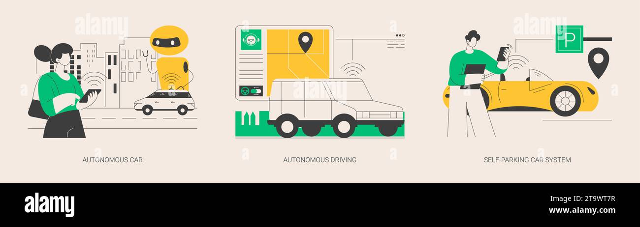 Autonomous vehicle abstract concept vector illustrations Stock Vector ...