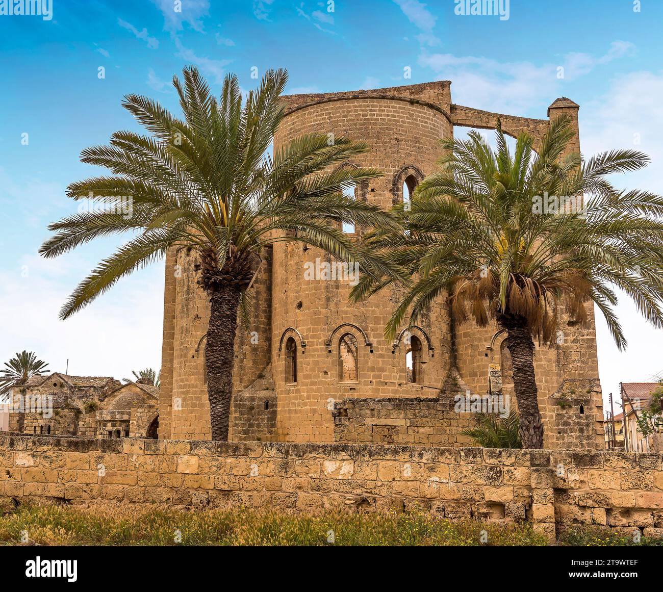 A view from central Famagusta, Northern Cyprus showing ruins of ...