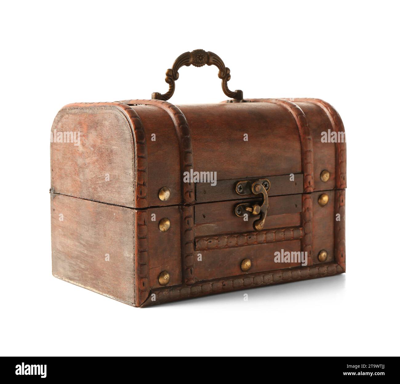 Old chest with treasures isolated on white background Stock Photo - Alamy