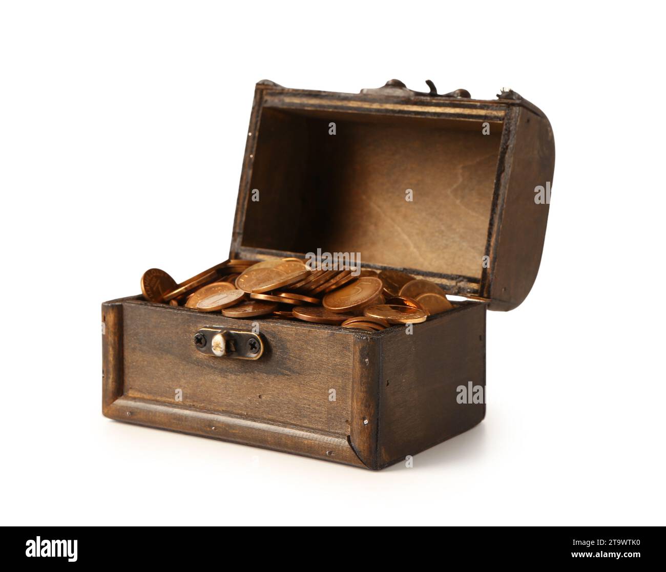 Old chest with treasures isolated on white background Stock Photo - Alamy