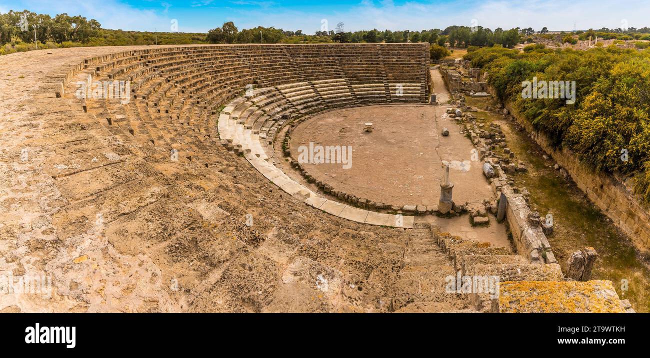 Panorama view across of the amphitheatre at the ancient Roman city of ...