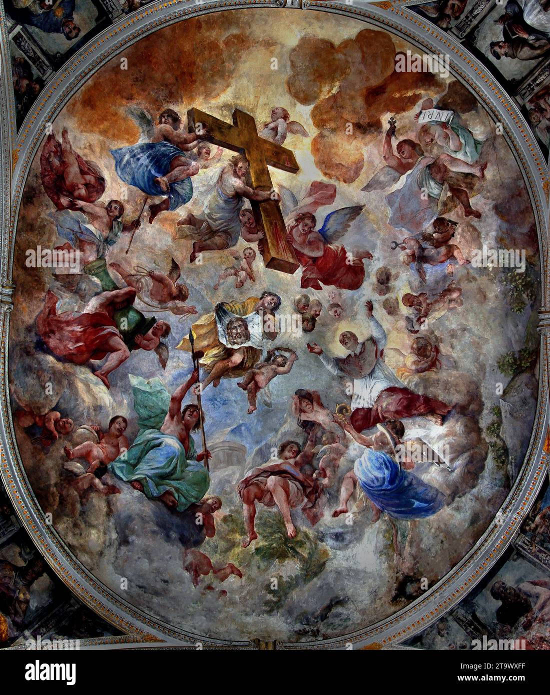Painting on the ceiling of Chiesa Del Gesu Nuovo, Chiesa del Gesu Nuovo ...