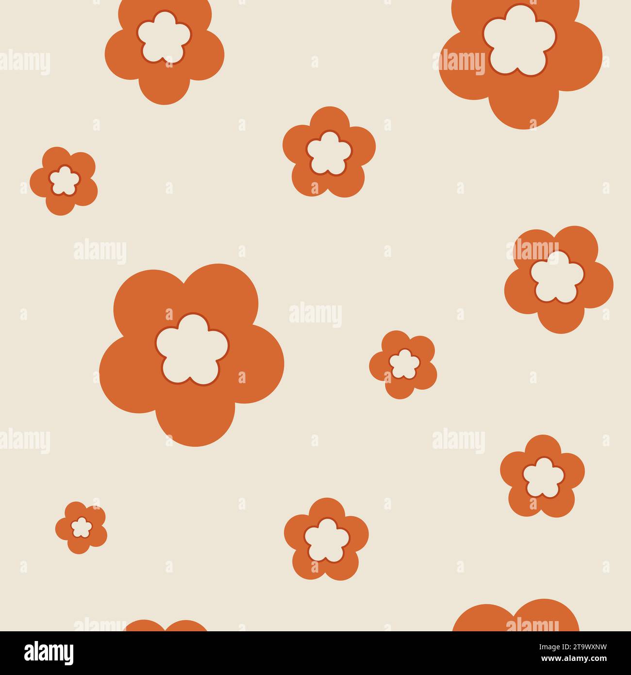 Reddish orange Cinquefoils shape flowers on eggshell colour background ...