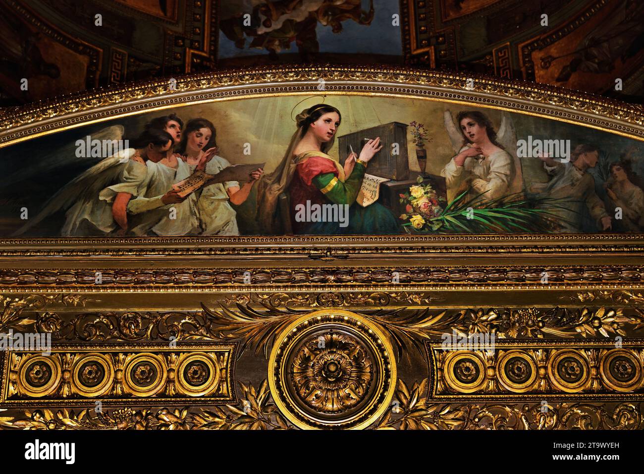 Interior decorated vault in Pontifical Shrine of the Blessed Virgin of ...