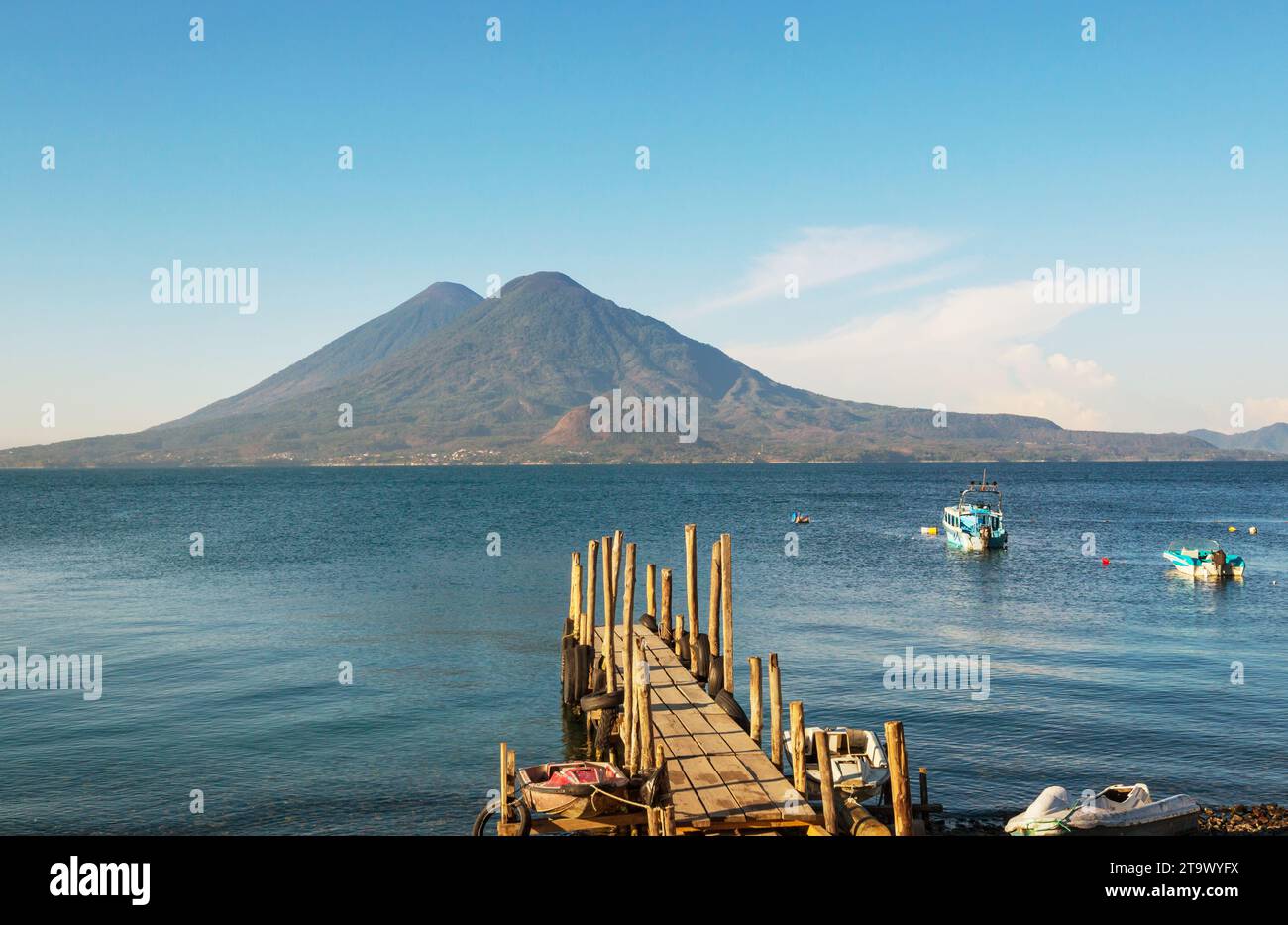 Beautiful lake Atitlan and volcanos in the highlands of Guatemala ...