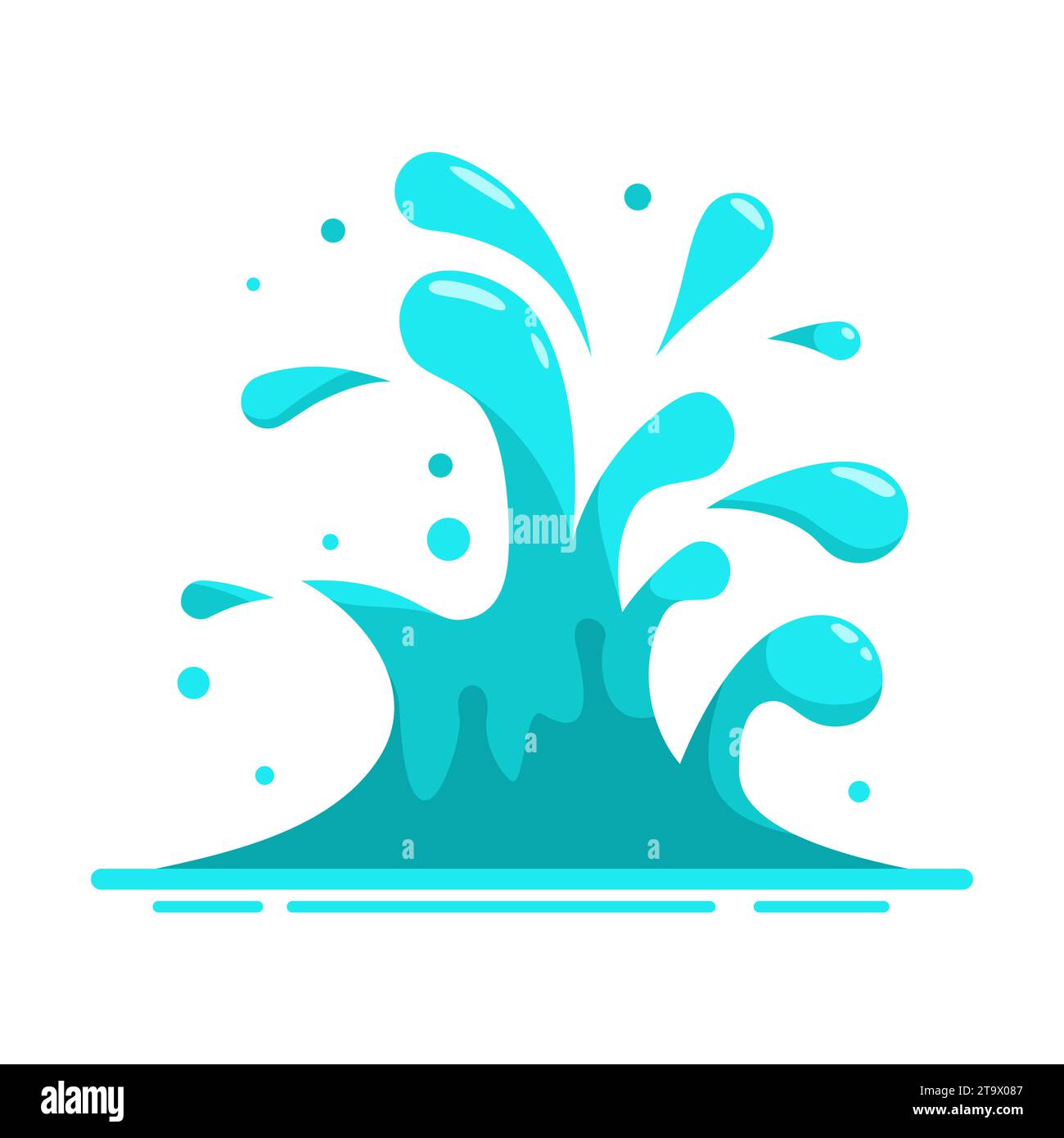 Water splash in the flat cartoon style isolated on white background ...