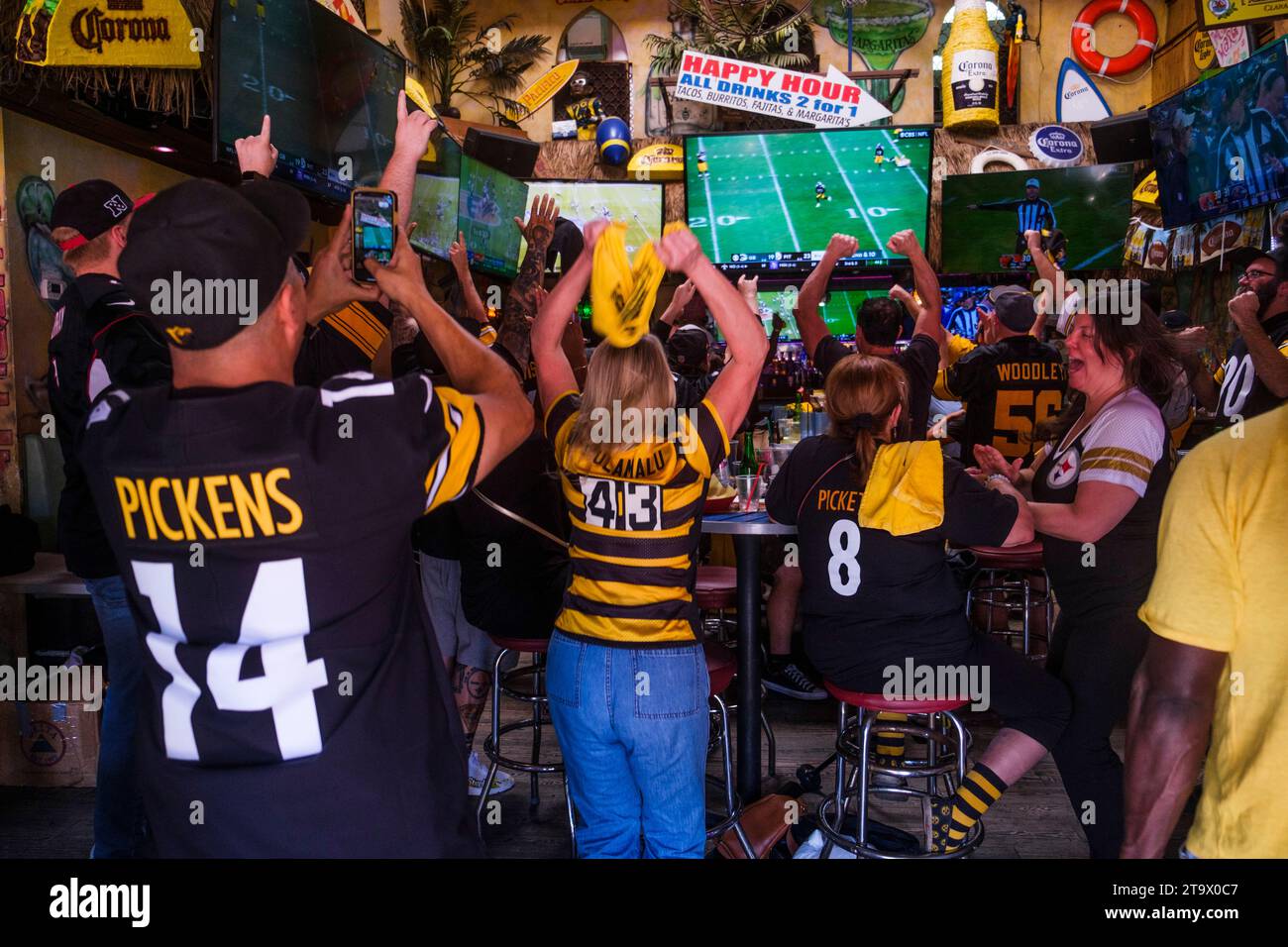 Football fans cheer, Sports Bar, Hollywood, Los Angeles, California ...
