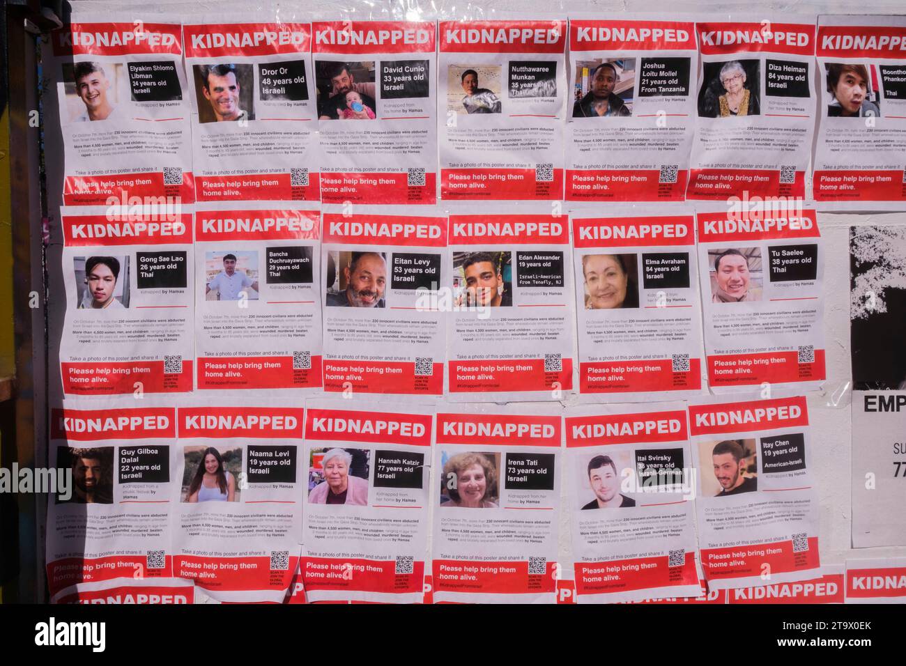 Posters for kidnapped Israeli citizens. Melrose Ave, Los Angeles ...