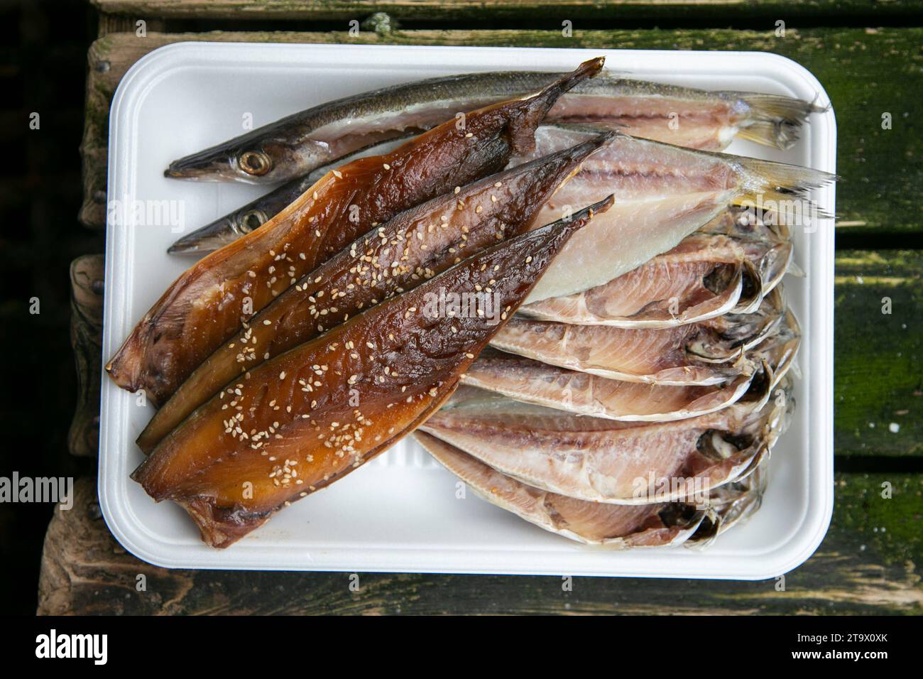 Ito, Japan; 1st October 2023: Fish at a Dried Fish shop in Ito City ...