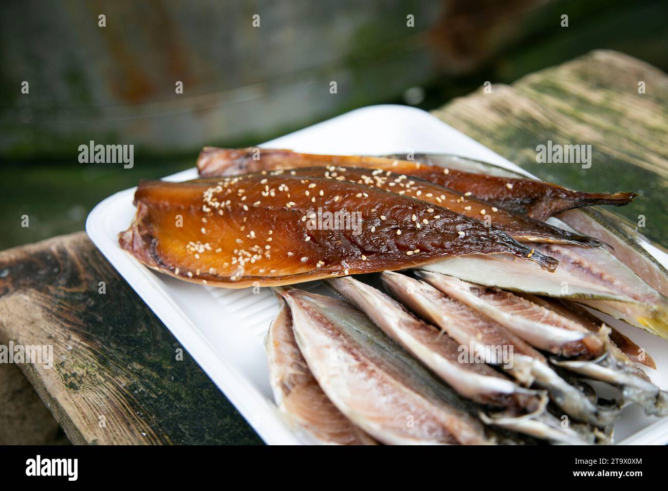 Ito, Japan; 1st October 2023: Fish at a Dried Fish shop in Ito City ...