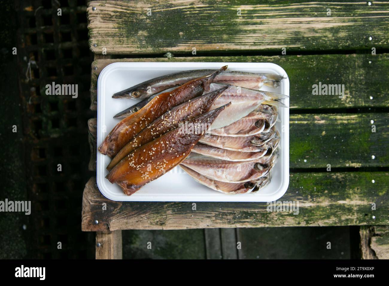Ito, Japan; 1st October 2023: Fish at a Dried Fish shop in Ito City ...