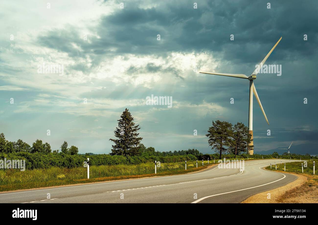Wind turbines park. Eco-energy concept Stock Photo - Alamy