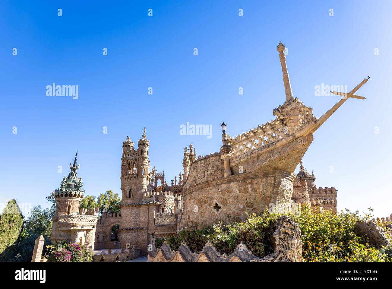 Exterior facade of Castillo de Colomares monument, in the form of a ...